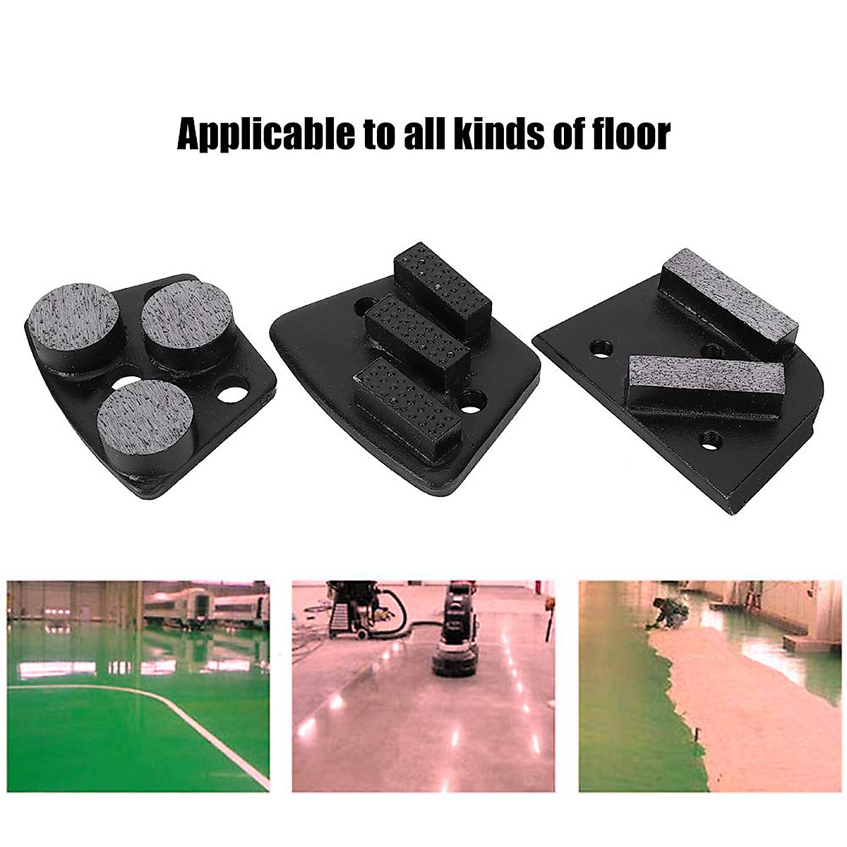 3PCS Diamond Sanding Pads, Diamond Grinding Discs, Floor Polisher Pads for Polishing Uneven Ground, Leveling Concrete