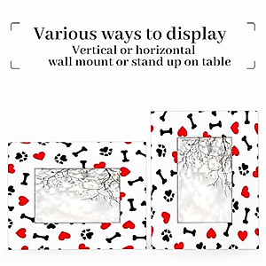 Dog Paw Red Heart 8x10 Picture Frame Wooden Picture Frames for Wall Hanging & Tabletop Decor Display 8x10 or 8x8 Picture Collage Family Weddings Christmas Photo Frame for Gift