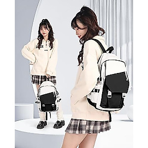 UPPACK Black small backpack for women aesthetic college backpack Bag travel bag Hiking Preppy Backpack for Men Lightweight Casual Daypack