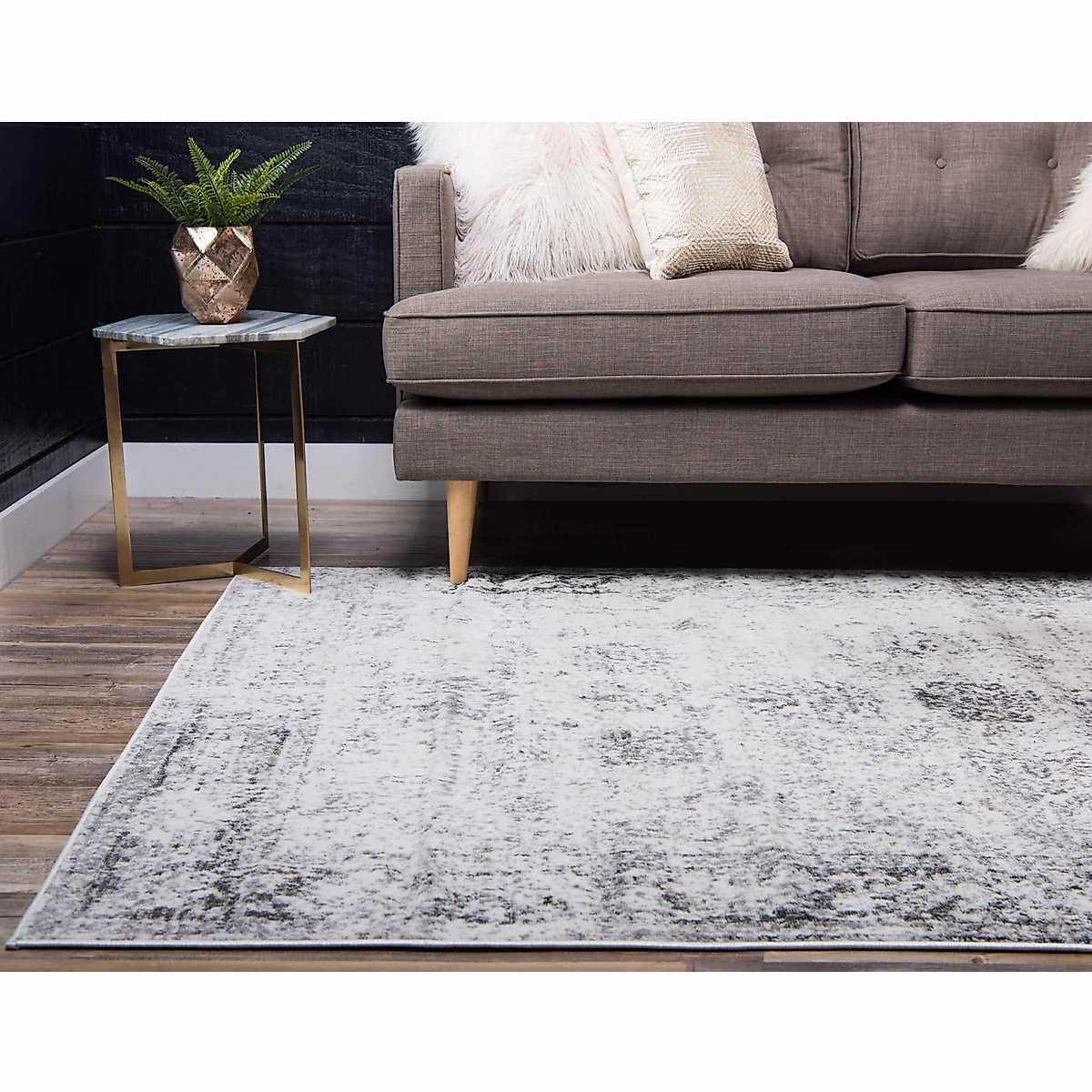 Unique Loom Sofia Collection Area Rug - Casino (7' 1" x 10' Rectangle, Gray/ Beige)