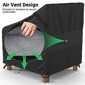 MR. COVER Outdoor Chair Covers, Patio Furniture Covers Waterproof & UV-Protection, Fits up to 32W x 37D x 36H Inches, with Air Vent and Handles, Black, 2 Pack