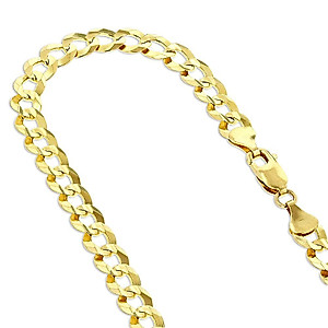 The Diamond Deal Mens 10k Hollow Yellow Gold 6.2mm Shiny Hollow Cuban Comfort Curb Cuban Chain Necklace For men for Pendants and Charms with Lobster-Claw Clasp (8",20" 22" or 24 inch)