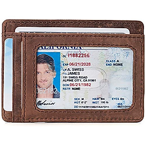 Alpine Swiss Dermot Mens RFID Safe Money Clip Front Pocket Wallet Leather Comes in Gift Box Distressed Brown