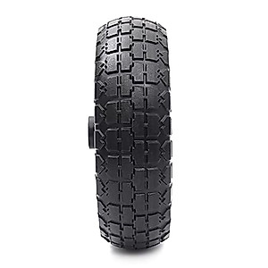 (4-Pack) 10‘’ Replacement Tire for Gorilla Cart - Solid Polyurethane Flat-Free Tire and Wheel Assembly - 3” Wide Tires with 5/8 Axle Borehole and 2.1” Hub