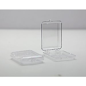 Clear Hinged Plastic Box 1 5/8" L x 2 1/8" W x 3/8" H - 50 Pieces Per Pack