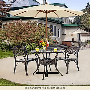 Giantex 2 Pieces Patio Chairs, Cast Aluminum Bistro Chairs with Armrest, All-Weather Patio Dining Chair with Adjustable Feet, Outdoor Armchairs for Garden Deck Backyard Poolside (1)