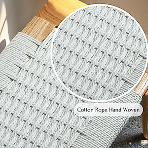 Vadisun 100% Solid Oak Wood Bench,Hand Woven Chair Surface Design,Solid Structure of Chair Legs,Bedroom Bench/Entryway Bench/Dining Bench (Off-White,31.49”*11.81”*15.98”)