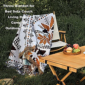 BaiCarre Throw Blanket,Boho Blanket Throw,Lightweight Cozy Soft Southwest Thermal Blanket Cover for Bed,Sofa,Couch Decorative,Travel, All Season,Camping on Grass Picnic Blankets (70.8 * 51.1 Inches)