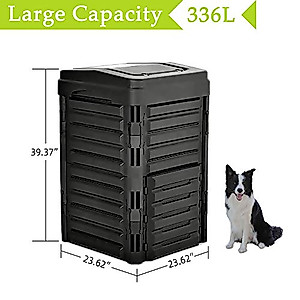 Solution4Patio Outdoor Composting Bins, 89-Gallon (336L), Thick and Sturdy, Black Eco-Master Polypropylene Composter, Easy Assembling, Large Capacity, 23.62 in. W x 23.62 in. D x 39.37 in. H, 9496-US