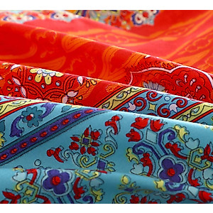 Bohemian Duvet Cover Queen, Microfiber Bohemian Bedding Sets, 3 Pieces Boho Duvet Cover for All Seasons, 1 Duvet Cover and 2 Pillowcases with Zipper Closure, Breathable Easy Care (Bohemian, Queen)