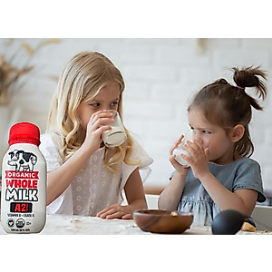 whole Milk Organic Shelf Stable Whole Milk Bottle, Kirkland Grass Fed Milk has Vitamin D & A2 Protein, Plus BETRULIGHT Fridge Decal - Single Serve, 8.0 Fl oz (Pack of 6)