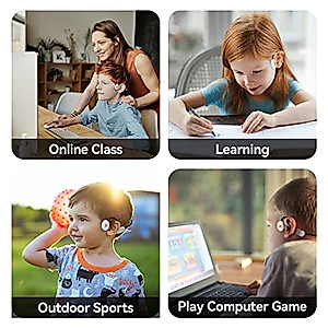 WGP Kids Headphones, Bluetooth 5.3 Wireless Air Conduction Open Ear Headphones with Microphone, IPX4 Waterproof, 12H Playtime Headset for iPad Tablet Home School (Black)