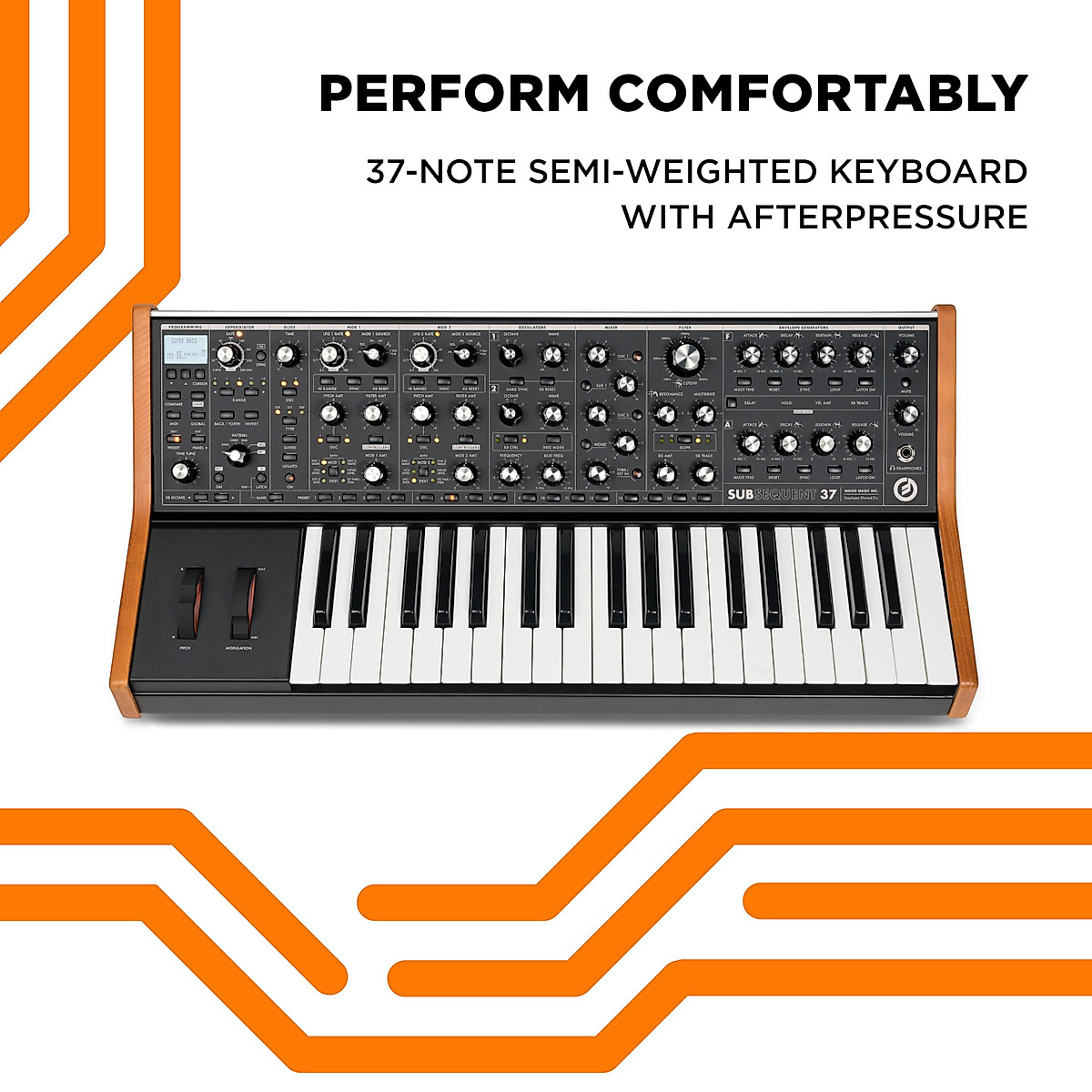 MOOG Subsequent 37 Paraphonic Analog Synthesizer and MIDI Keyboard with 37 Semi Weighted Keys, Headphone Amp, 256 Presets, Screen and Software Editor