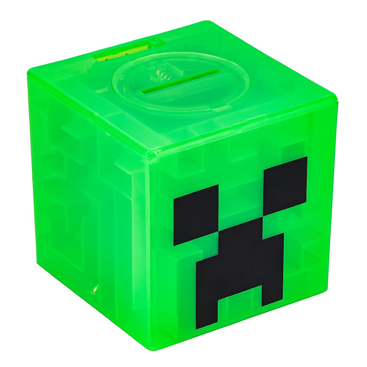 Paladone Minecraft Creeper Maze Safe, Complete The Maze to Unlock Money, Fun Minecraft Block Collectible Toy and Piggy Bank for Kids, Comes with Decorative Stickers