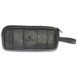 Soft Black Goat Leather Double Spectacle Glasses Case with Belt Loops/Key Ring Loop