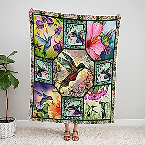 Hummingbird Blanket Ultra Soft Flannel Fleece Bed Blanket Hummingbird  Fluffy Blanket Ocean Throw Blankets for Kids and Adults Cozy Blankets,Design ,Small/Medium/Large/X-Large