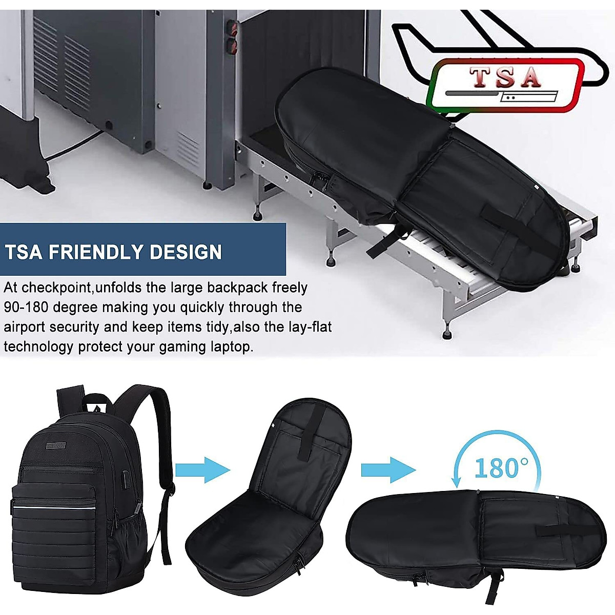 KEOFID Anti-thief travel laptop backpack with USB charging port for men and women,school bookbag for college girls and boys,(Full black)