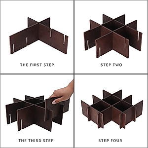 Fdjamy Wooden Eight-Bottle Butterfly Wine Rack, Small countertop Wine Rack, Minimal Assembly, Stylish and Chic Appearance (Coffee Color)