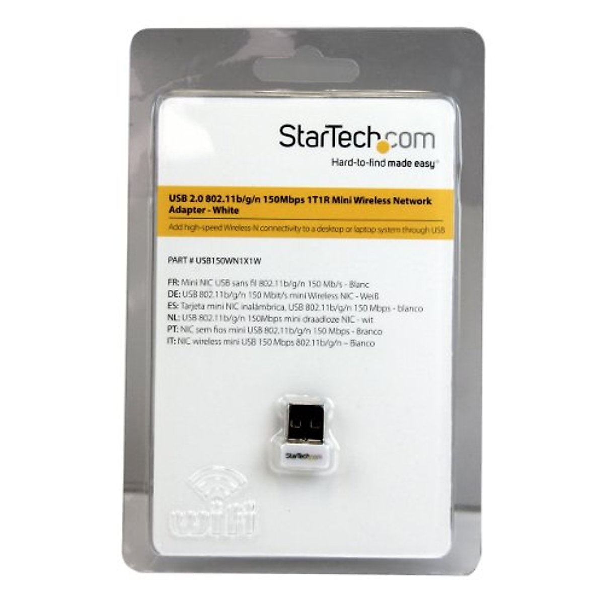 StarTech.com USB 150Mbps Mini Wireless N Network Adapter - 802.11n/g 1T1R USB WiFi Adapter - White USB Wireless Adapter - Wireless NIC (USB150WN1X1W)