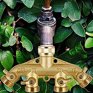 Triumpeek 4 Way Brass Hose Splitter, Heavy Duty 4-Way Garden Hose Connector 3/4 Inch, Solid 4 Way Hose Adapter
