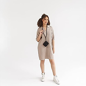 BERLINER BAGS Premium Leather Wallet Geneva, RFID Shielded Zip-Around Card Case with Neck Strap for Men, Women - Black