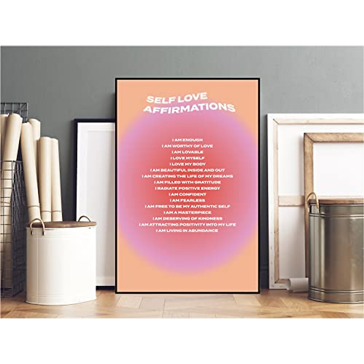 Affirmations Preppy Room Decor Aesthetic - 12x16 Inches Unframed Set of 3 Posters for Room Aesthetic - Inspirational Wall Art Room Decor for Teen Girls - Affirmation Wall Decor Living Room - Abstract Wall Art Bedroom - Apartment Decor - Pink Room Decor -