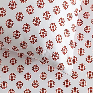 Indigo Ink - Full Size Sheet Set, 4-Piece Boho Medallion Patterned Bedding, Soft & Wrinkle Resistant (Panther Collection, Spice)