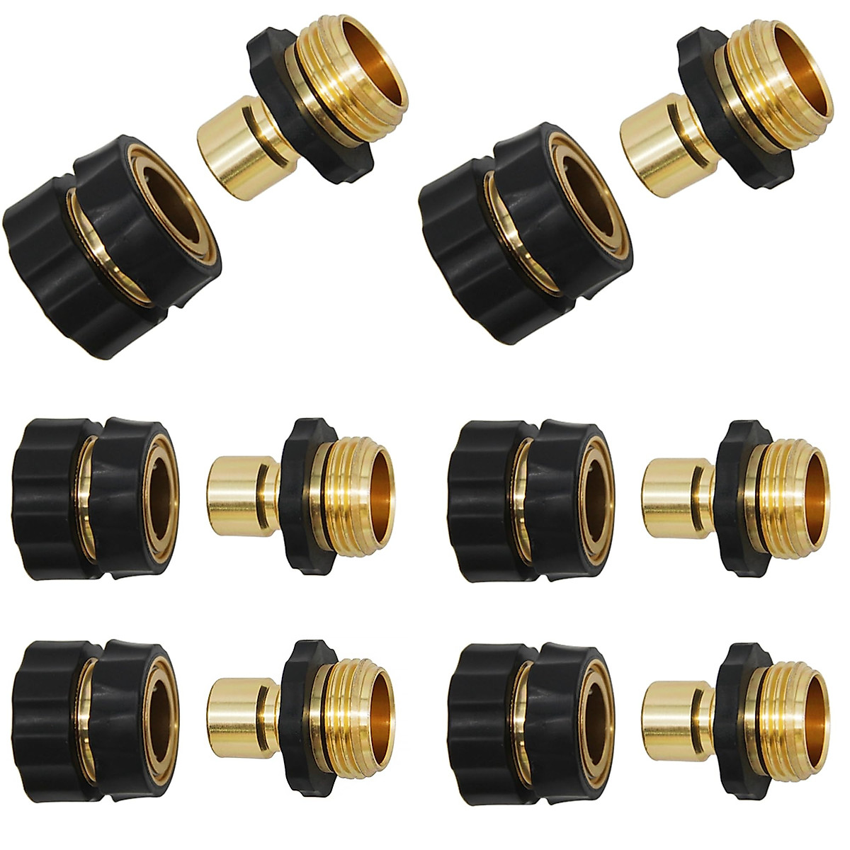 Lifynste 3/4 Inch Garden Hose Quick Connector Fittings, Easy Connector Fitting, Male and Female Set, (6)