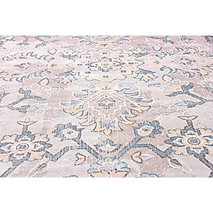 Unique Loom Paris Collection Pastel Tones Traditional Distressed Gray Area Rug (9' 0 x 12' 0)