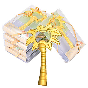 50PCS Coconut Tree Bottle Openers for Wedding Favors, Hawaiian Bridal Shower or Baby Shower Party Gifts for Guests Bulk (Gold)