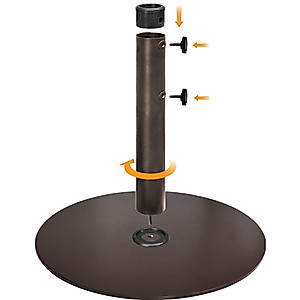 EliteShade USA Up to 140 lbs Round Umbrella Base Steel Plate Stand Market Patio Outdoor Heavy Duty Umbrella Holder, Bonus 18" Round Weight Sand Bag (Sand is not Included), Reddish-Brown