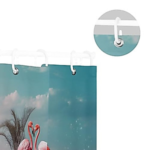 Kigai Flamingo Shower Curtains Waterproof Fabric Shower Curtain Bathroom Decoration with Hooks Washable Bathroom Shower Curtains 60x72 Inch