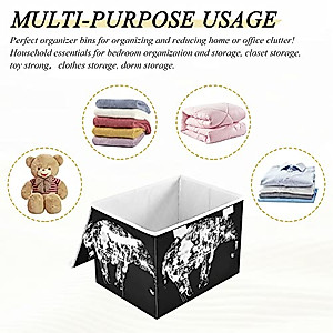 innewgogo White Elephant Storage Bins with Lids for Organizing Large Collapsible Storage Bins with Handles Oxford Cloth Storage Cube Box for Room