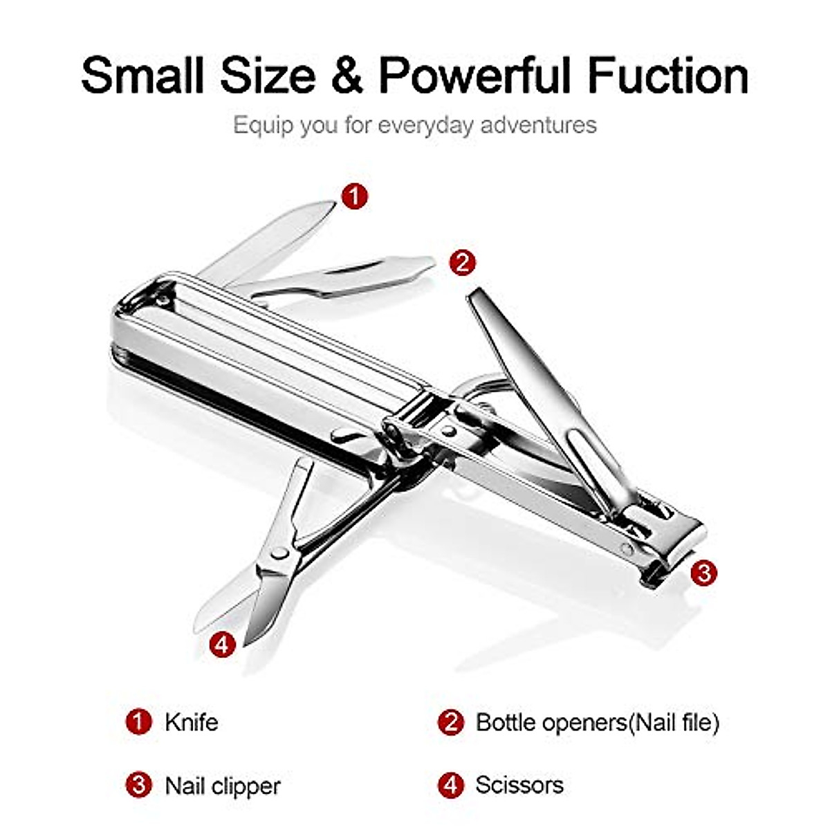 Portable Nail Clippers,Medical Grade Stainless Steel Foldable Nail Cutter with Leather Case, Ultra Slim Travel Design