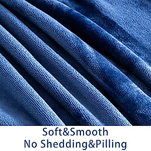 Poledar Blankets Queen Size Fleece Throw Blankets 330GSM Lightweight Plush Fuzzy Cozy Flannel Washable Soft Blanket for Couch Sofa Bed Camping(Dark Blue 90x90in)