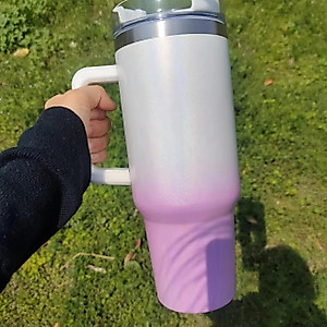 Icesip 40oz Sublimation Tumbler Blank, 20 Pack Sublimation Tumbler with Handle and Straw, Double Wall Vacuum Gradient Tumbler with Handle Blanks Stainless Steel for Heat Transfer Machine Printing