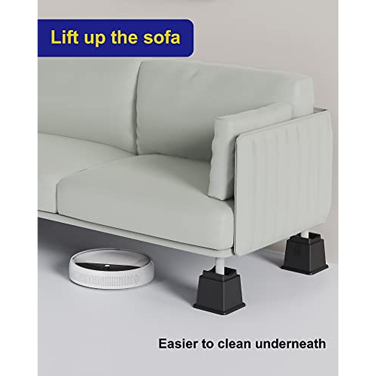 Nachell Bed Furniture Risers 4 Pack Bed Lift Risers Elevation in Height 5" Heavy Duty Rectangle Riser Blocks for Caster Wheels or Posts of Bed Table Couch Support up to 2500 lbs. (Black, 5 Inch)