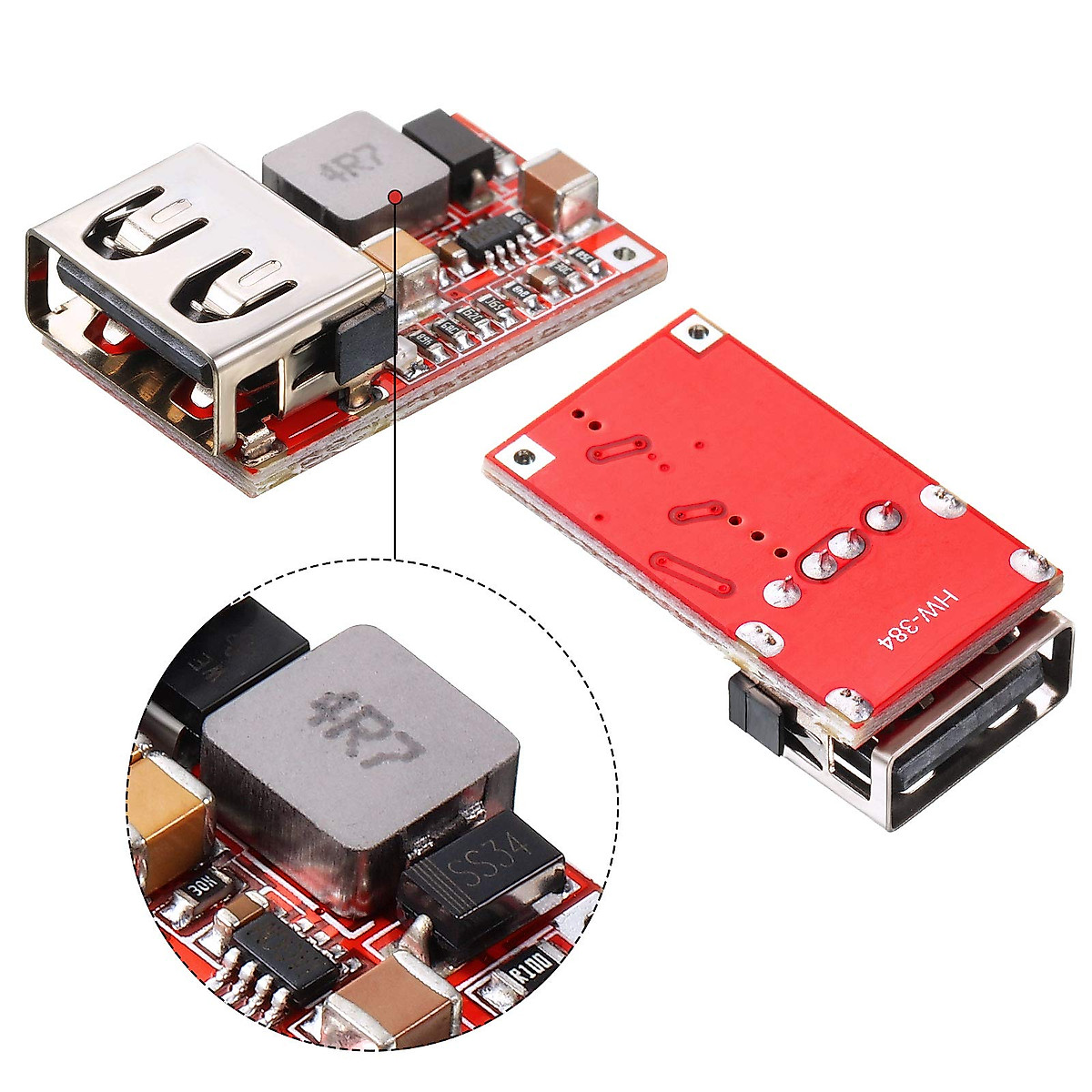 Weewooday 10 Pieces DC-DC Buck Voltage Regulator Module 6-24V 12V/24V to 5V 3A USB Charger Module Buck Converter Regulator