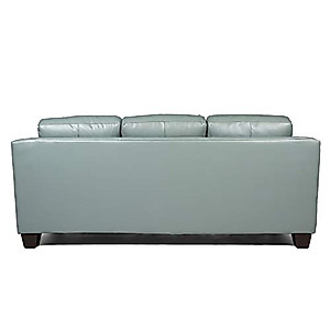 MAKLAINE Tufted Transitional Leather Sofa in Spa Green Finish