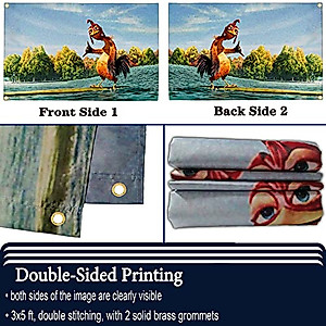 BDHTYU Chicken Flag 3x5 Ft Funny Flags for College Dorm Room Guys Double Sided Meme Flags Man Cave Bedroom Wall Art Decor Banner Gifts