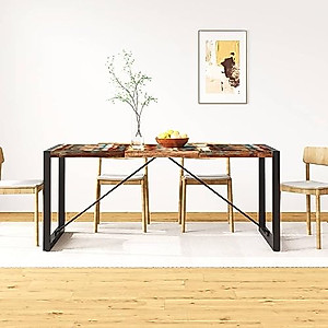 WHOPBXGAD Dining Table,Wooden bar Table, Industrial Restaurant bar Table Suitable for Living Room, Dining Room, Bistro Table,Solid Reclaimed Wood 70.9"