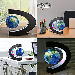 Gifts for Men, Graduation Gifts for Him, Birthday Gifts for Kids, REHAVE Magnetic Levitation Floating World Map Globe with C Shape Base, LED Light Lamp - Gifts for Boss, Boyfriend, Fathers Day Gifts