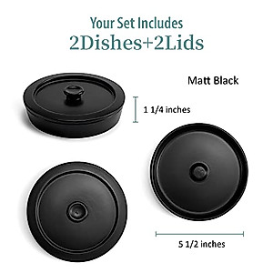 Margarita Salt Rimmer Set of 2 with Lids (Made of Ceramic) Home Bar Accessories Margarita Gift Bartender Kit, Salt Sugar Tajin Glass Rimmer for Cocktails, Black