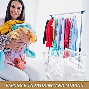 8 Pcs Clear Zippered Organizers 12''x12''x12'' Moving Bags with Reinforced Handles Heavy Duty Storage Cube Tote Storage Blanket Bags Bins for Clothes Moving Supplies Linens Shoes Closet Organizer