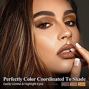 LUXAZA 3Pcs Metallic Brown Eyeshadow Stick Set, Metallic And Shimmer Creamy EyeShadow Pencil, Smooth High Pigmented Eye Brightener Stick Smoky Eye Makeup