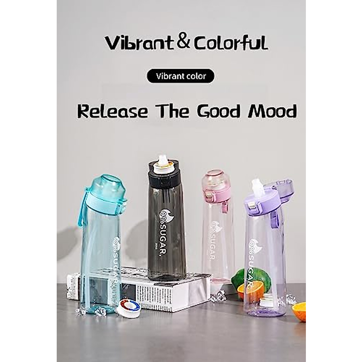 ZHSDHF Fruit Scent Water Cup|Tritan|Sports Water Cup|BPA Free| Water Bottle|Suitable for Outdoor Sports, Gifts From Friends, Birthday Gifts (Pink(with 6 radom pods))