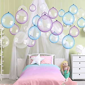 130 Pcs Transparent Balloons Clear Blue Purple Balloons Under The Sea Party Decorations Clear Bubble Mermaid Party Decoration Balloon for Birthday Party Wedding Supplies (10 Inch, 5 Inch)