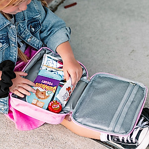 mibasies Kids Lunch Bag for Girls Toddler Sparkle Lunch Box for School Travel, Pink Blue Rainbow