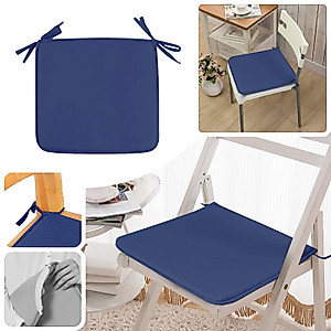 Outdoor Chair Cushions Soft Thick Chair Pad Chair Cushions for Dining Garden Chair Pads Seat Chairs Square Strap Garden Chair Pads Seat Cushion for Outdoor Stool Patio Dining Room (Navy, One Size)