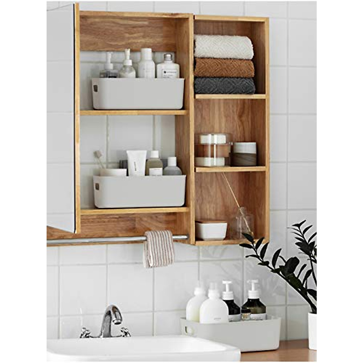 Besli Pack of 6 Small Storage Bin,Durable Storage Basket Cabinet Organizer